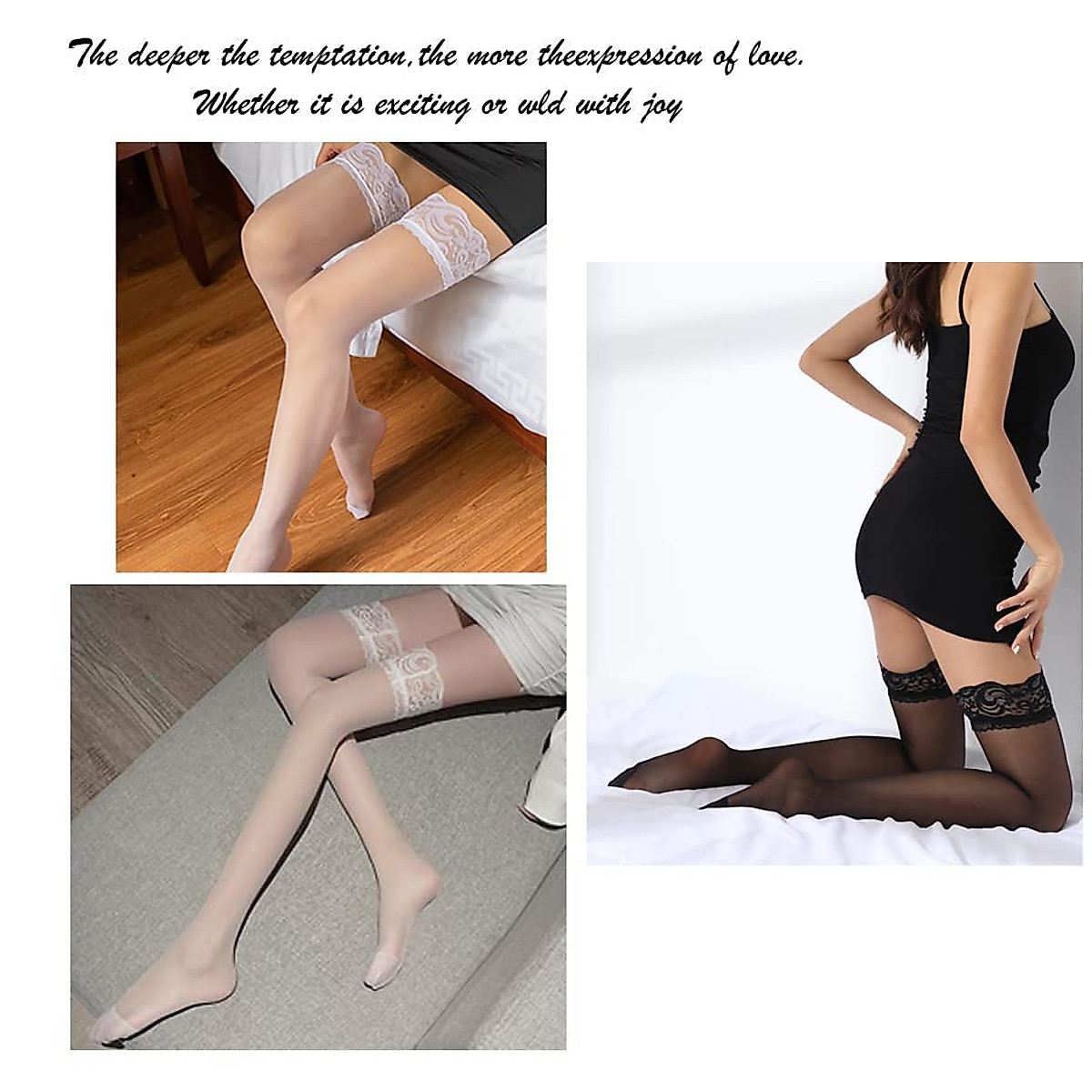 Kikoroco Women's Lace Top Thigh High Stockings Thickened Tiptoe and Anti-skidding Socks
