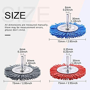 Swpeet 3Pcs 3Inch 80# 120# 240# Abrasive Nylon Wheel Brush Set with 1/4 Inch Shank, 3 Grit Nylon Drill Brush Set Perfect for Removal of Rust/Corrosion/Paint - Reduced Wire Breakage and Longer Life