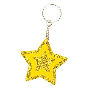 Baker Ross Wooden AV609 Star Keyrings-Pack of 8, Assemble and Attach to Key Rings and Bags, Kids Craft Kit, 6cm