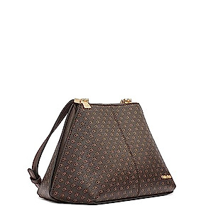 Calvin Klein Women's Granite Crossbody Bag – Vegan Leather, 2 Pockets, Brown/Khaki/Black, One Size