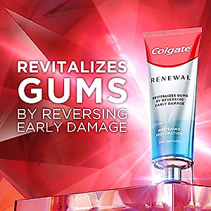 Colgate Renewal Gum Protection Whitening Toothpaste, Mint Toothpaste for Gingivitis and Teeth Whitening Restoration, Sugar Free, Enamel Safe, Gluten Free, Vegan, 3 Oz Tube