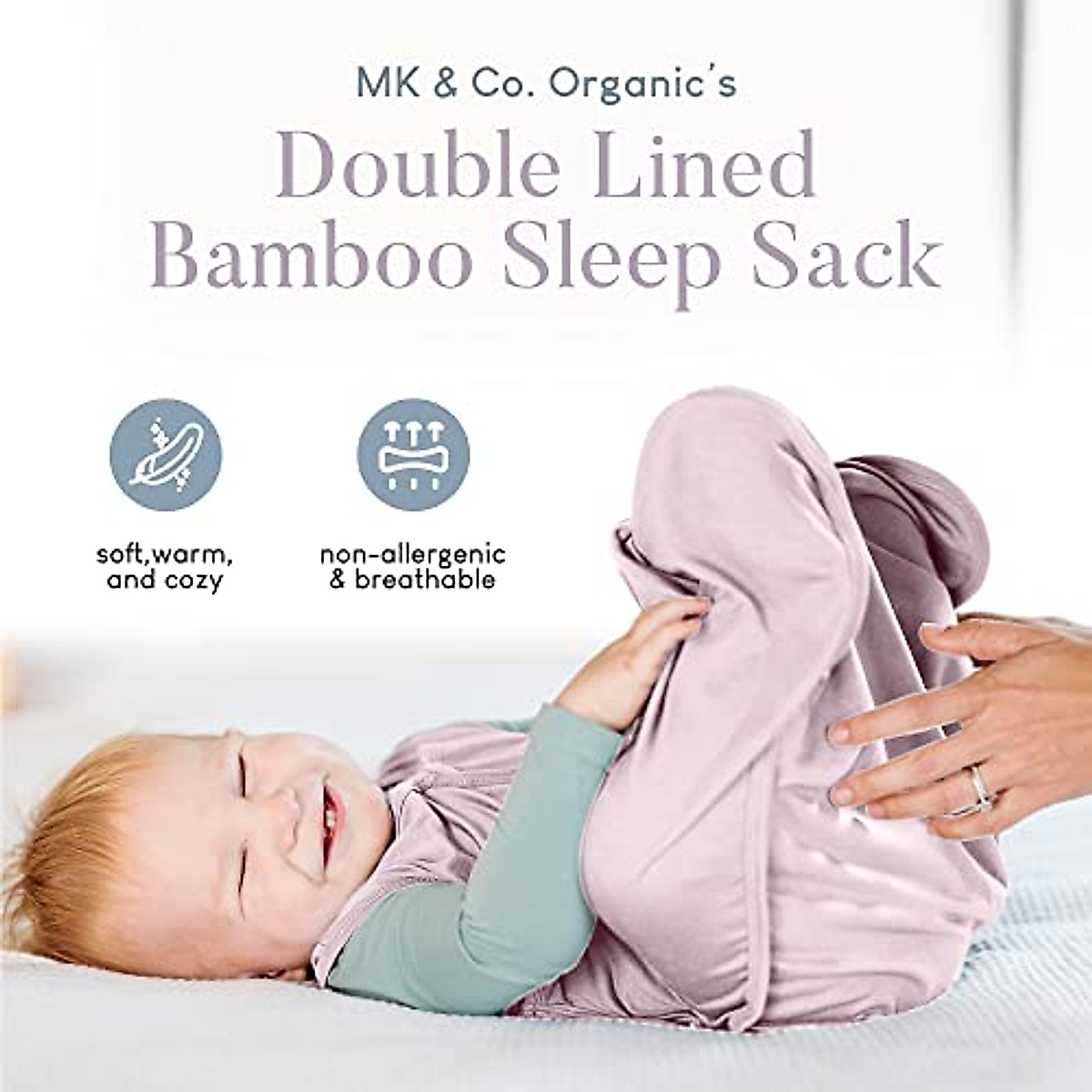 MK & CO. ORGANICS Sleep Sack - Unisex Sleep Sack Made of Soft Viscose Made Rayon (Mulberry Mist, 12-24 Month)