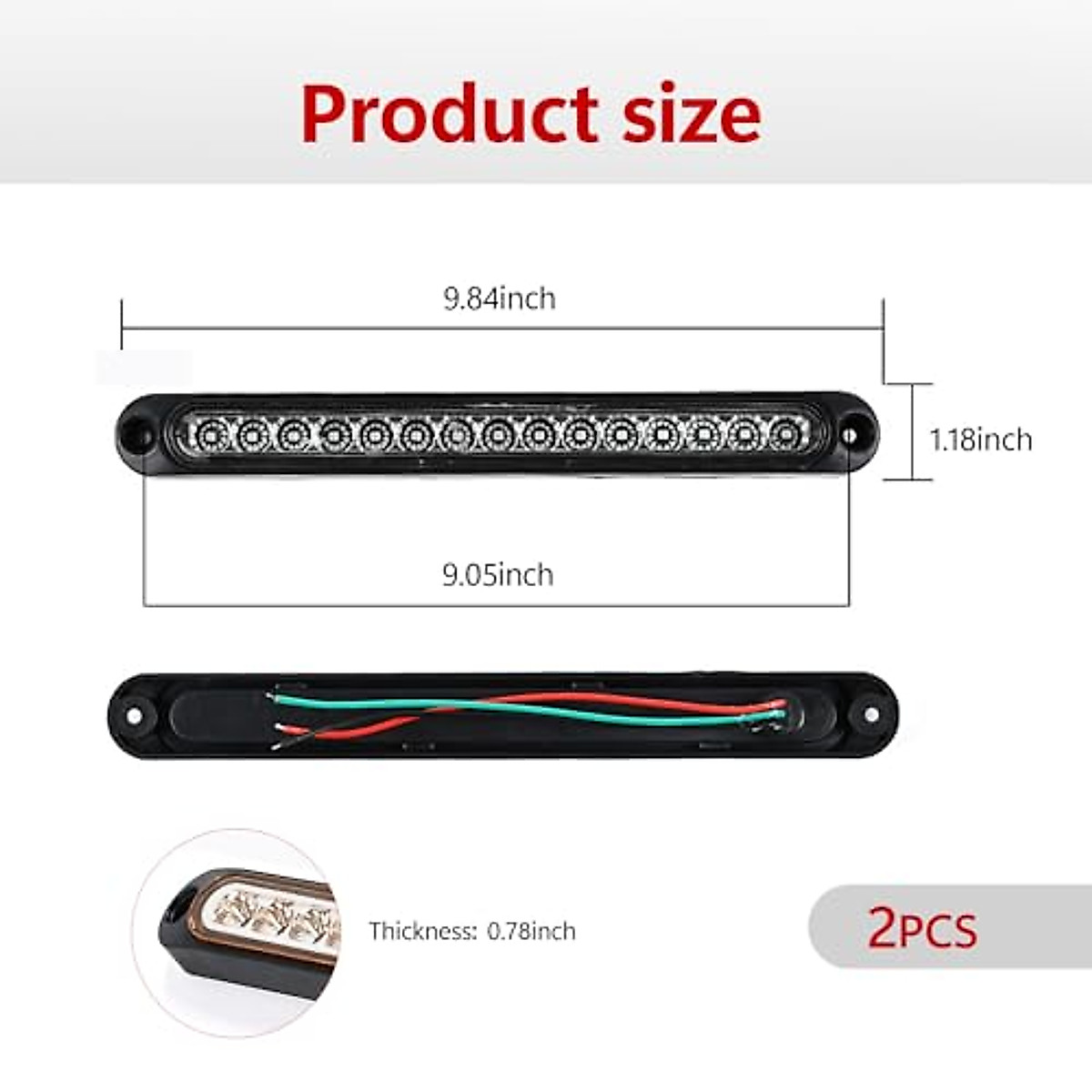 Sodcay 2 PCS Car High Brake Tail Light Strip, 15LED 12V-24V High-bright Trailer Tail Light Waterproof Assembly, Turn Tail Light, Universal Lighting Accessories for Cars (White)