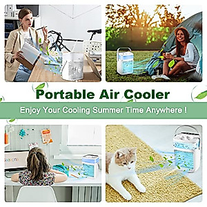 Chill2.0 Mini Air Conditioner with 700ML, Portable Air Conditioner, Evaporative Air Cooler, 3 Speeds Personal Space Cooler Humidifier, Small Portable AC Desk Spray Fan for Home Office Room