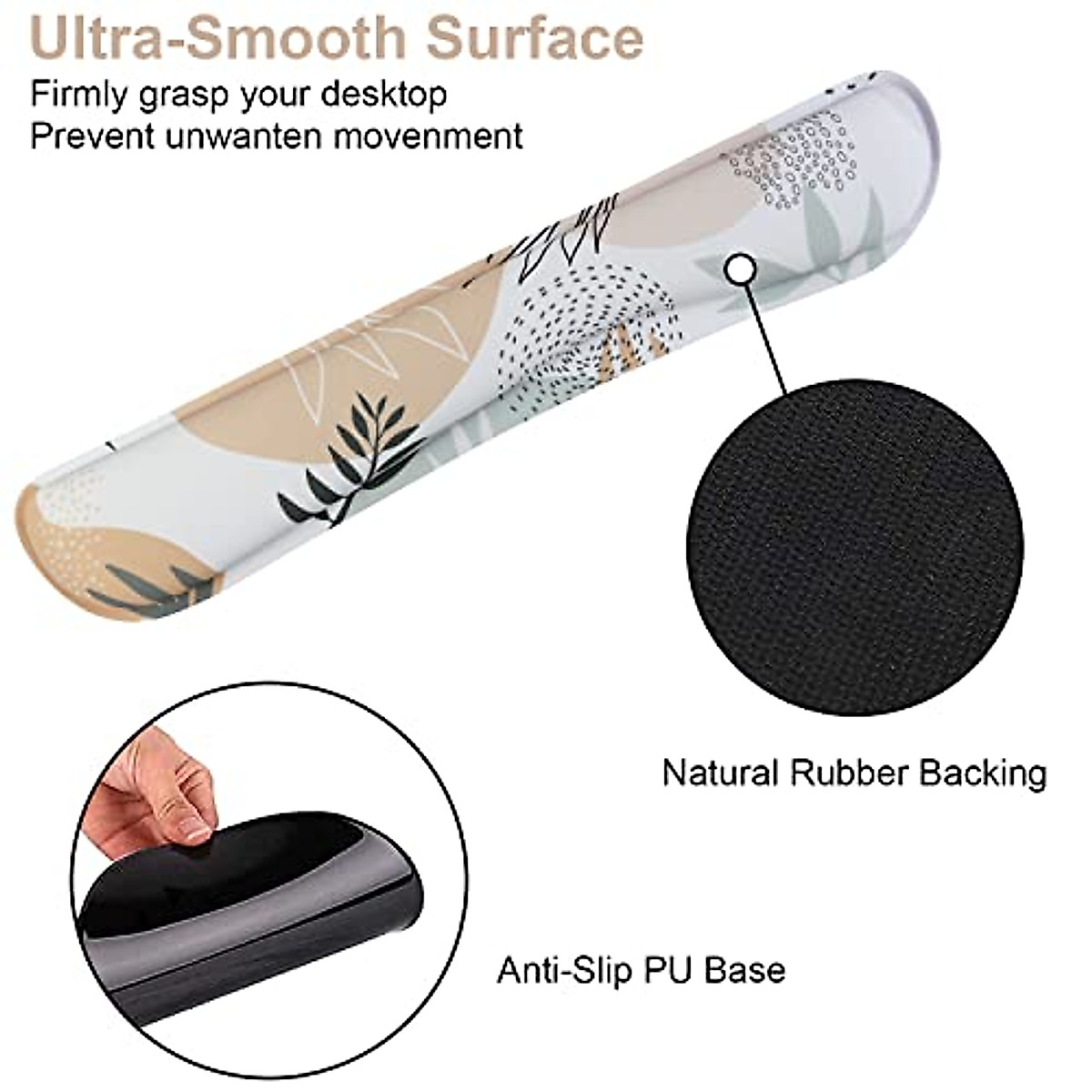 iLeadon Mouse Pad Wrist Support Keyboard Wrist Rest Set, Ergonomic Mouse Pad with Non-Slip Base for Computer Home Office + Coasters, Easy Typing & Pain Relief Mouse Mat, Tropical Leaves
