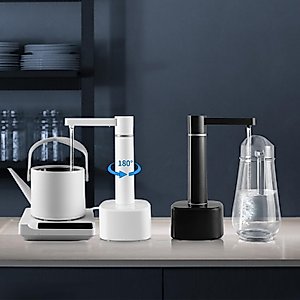 Desktop Water Dispenser for 5 Gallon Bottle. High Spout and Rotating Arm for Any Size Containers. 3 Volume Setting,Desktop and Barrel Use,USB-C Charge. Automatic Water Pump for Home,Outdoor.(Black)