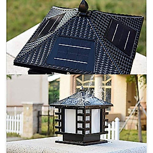 Solar Column Headlight Exterior Energy Saving LED Post Lantern Super Bright Garden Home Wall Light Street Antique Pillar Lamp Fixture