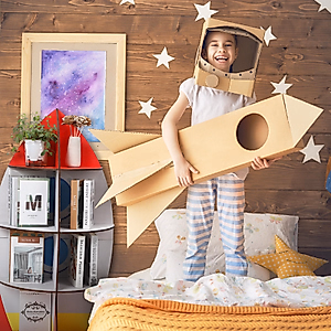 Lineshading Space Rocket Bookshelf Kids 4 Tier Wooden Toy Storage Organizer Display Cabinet Bookshelf Baby Toddler Book Shelves Book Rack for Girl Boy Playroom Classroom Nursery Living Room