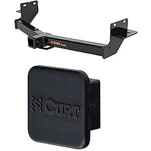 Curt 13153 22272 Class 3 Trailer Hitch with 2 Inch Receiver and 2 Inch Rubber Hitch Tube Cover Bundle for Hyundai Santa Fe and Santa Fe XL