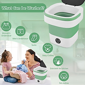 Portable washing machine, Portable Washer Cleans Underwear,Baby Clothes,Small Clothes,Pet Clothes for Traveling Camping Apartments RV.(Green, 12L)