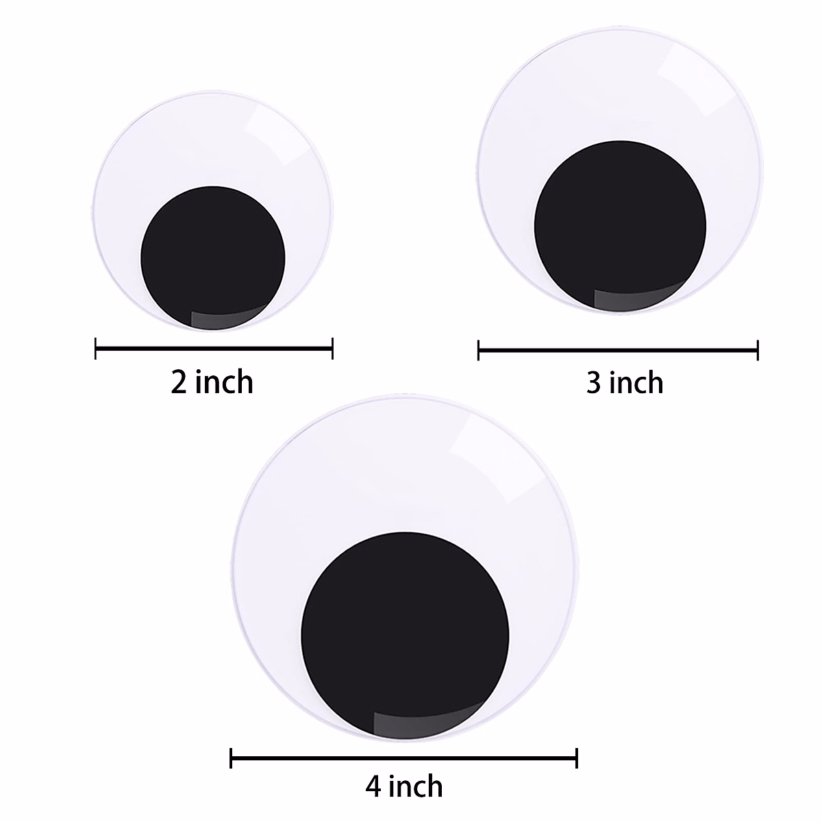 Hapeper 14 Pieces Giant Wiggle Eyes with Self Adhesive 2 3 4 Inches Big Black Plastic Eye for Home Furniture Door Car Halloween Party Decoration