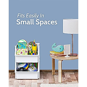 Skywin Plastic Stackable Storage Bins for Pantry - Stackable Bins For Organizing Food, Kitchen, and Bathroom Essentials (White 2-Pack)