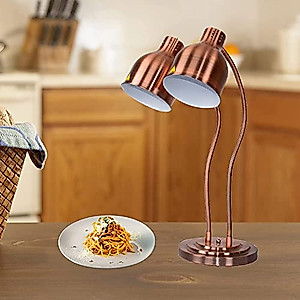 Food Heating Warmer Lamp Food Heating Lamp Desktop, Restaurant Kitchen Buffet Warmer Table (Color : Red Copper, Size : Double Head)