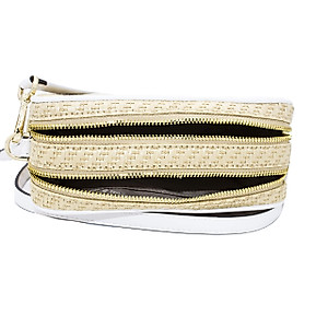 Michael Kors 35T0GWQC1W Kenly Small Camera Straw Python Capsule Optic White Gold hardware Women's Crossbody