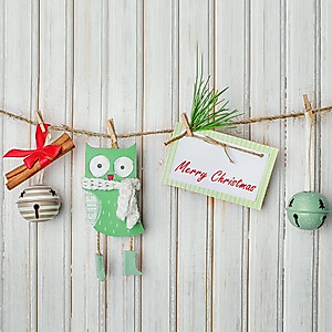 BronaGrand 50pcs Mini Wooden Utility Paper Clip, Clothespins Clip, Clothes Line Clips with 300 Feet Natural Twine