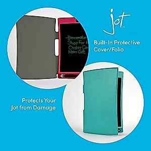 Boogie Board Jot Reusable Writing Tablet for Adults, 8.5" Digital Notebook with Instant Erase, Digital Notepad with Magnets, Note Taking Tablet for Work or School, Blue with Protective Folio