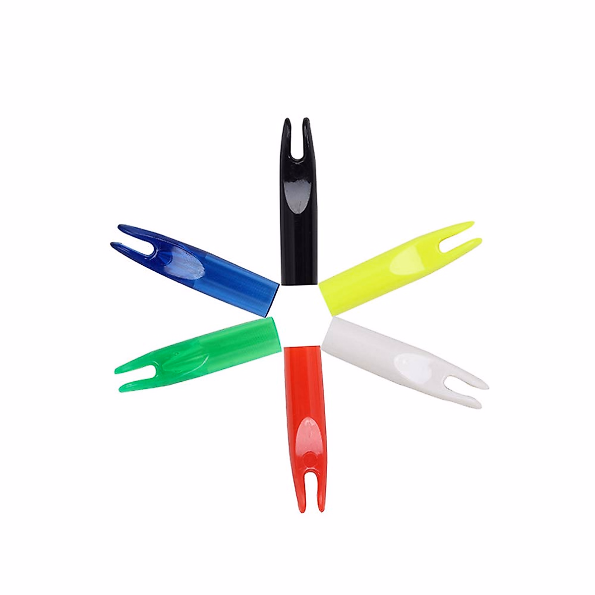 lasenersm 20 Pieces Archery Arrows Nocks Hunting Archery Arrows Nocks Bow Arrow Tail Accessories 6.2 mm/0.24 Inch Inside Diameter Plastic Insert Tail for Compound Recurve Bow, Multicolor