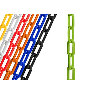 US Weight 2" x 25' Safety Green Plastic Chain with SunShield UV Resistant Technology - Durable Plastic Chain Links for Safety Chain Applications - Made in USA