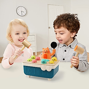 TOP BRIGHT Developmental Toys for 3 Year Old Wooden Pounding Bench Toy with Hammer Fine Motor Skills Toys Montessori Toy for Toddlers, Preschool Learning Educational Toys for Age 3 Year Girls Boys