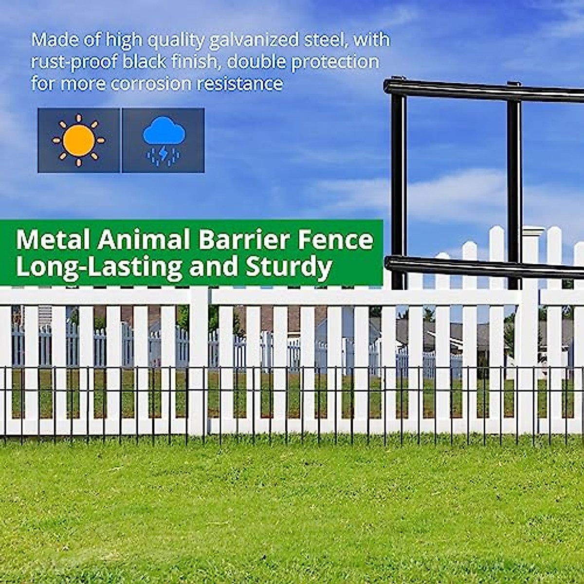 PioneerWorks 15-Pack Animal Guard Fence, 15in(H)*24in(L),Total 30FT,Easy Install, Pet and Wildlife Barriers, Garden Fencing,Metal Fence Panels with Ground Stakes for Outdoor Yard Protection
