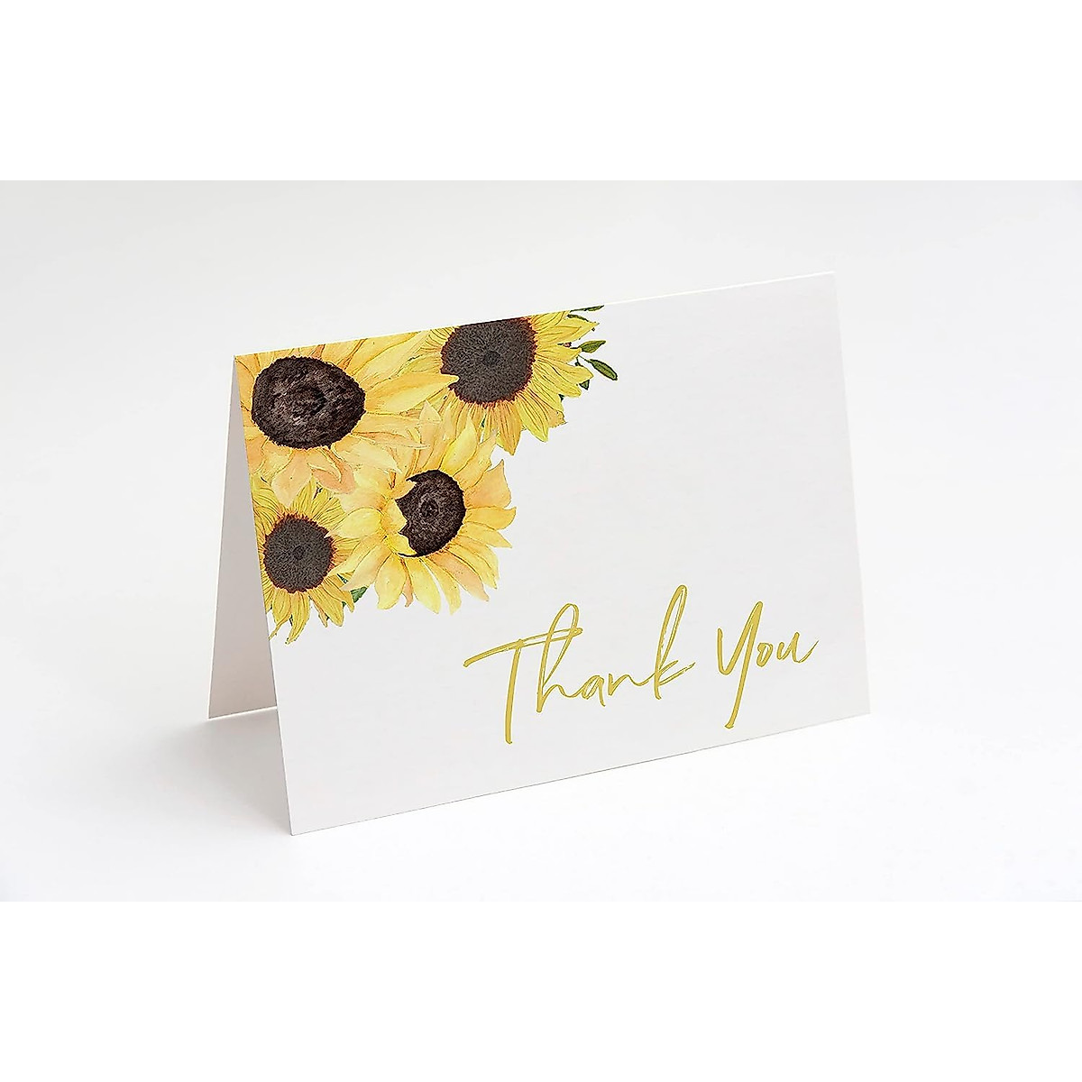 Sunflower Thank You Cards Bridal Shower Wedding Autumn Fall Summer Yellow Flowers Country Thanks Folding Notes (24 count)