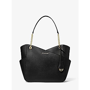 Michael Kors Women's Jet Set Travel Large Chain Shoulder Bag (Large, Black/Gold)