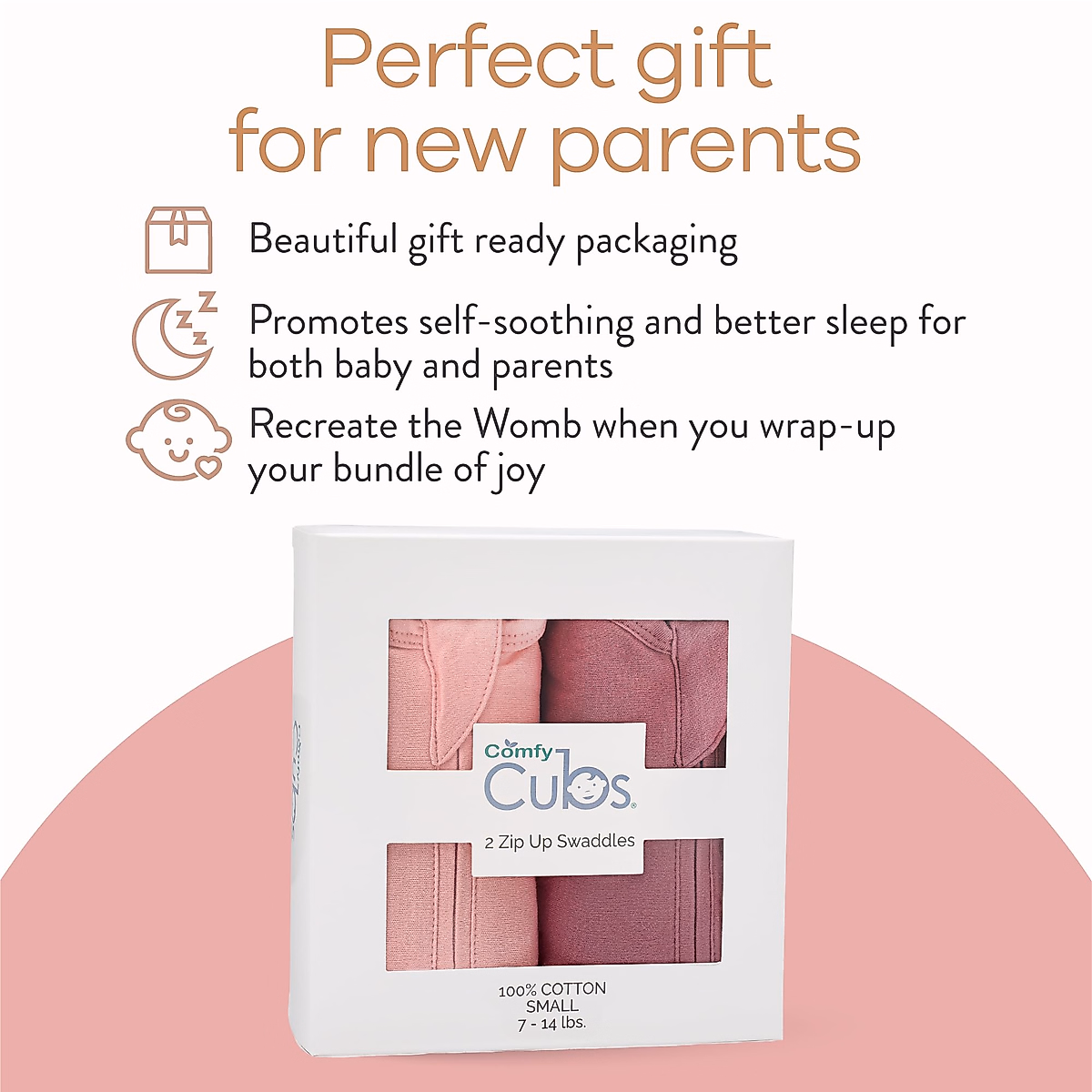 Comfy Cubs Swaddle Blanket Baby Girl Boy Easy Zipper Wrap 2 Pack Newborn Infant Sleep Sack (Small 0-3 Months, Blush, Mauve)