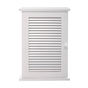 UIKJIM Wall Mounted Cabinet, White Bathroom Storage Cabinet with Louvered Door and 3 Shelves, Hanging Medicine Cabinet for Bathroom, Bedroom, Kitchen, Entryway