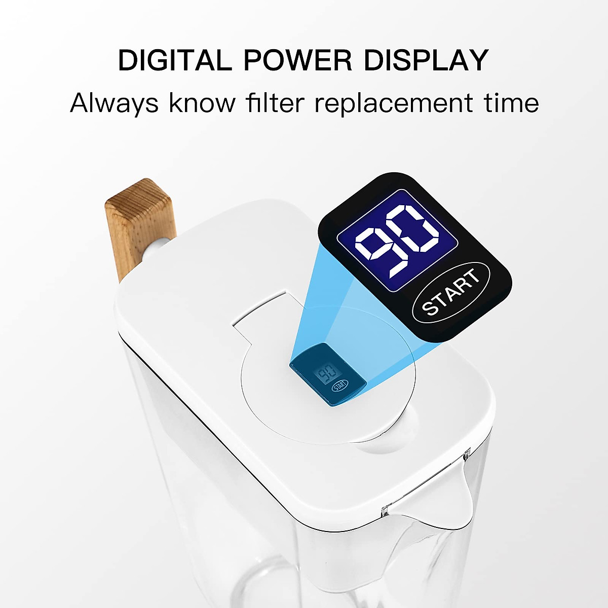 FACHIOO 200-Gallon Long-Life Chubby 10-Cup Water Filter Pitcher with 1 Filter, 5X Times Lifetime, Reduces PFAS, PFOA/PFOS, Chlorine, BPA Free, Last Up to 3 Months, White