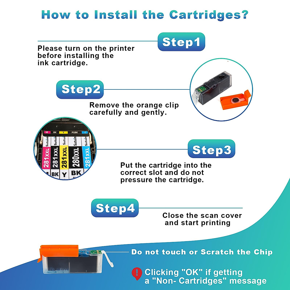 280XXL 281XXL PGI-280 CLI-281 Compatible Ink Cartridge Replacement for Canon 280 281 XXL Ink to use with PIXMA TR8600 TS9500 TR8622 TR8622a TR8620 TS700 TS6100 TS6120 TR7520 TS6200 Printer (5 Pack)