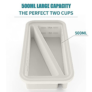 Silicone Freezer Tray with Lid - Food Freezer Container, Makes 2 Portions 2 Cup+4 Portions 1 Cup Cube Portion, Ice Cube Tray for Soup Sauce Meal Prep, Soup Trays with Date Slider-2 Pack