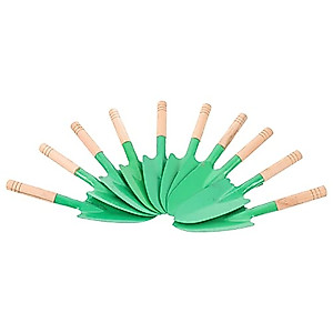 DOITOOL 10pcs Garden Shovel Cast Iron Planting Shovels with Wooden Handle Winter Shovel Snow Shovel Heavy Duty Survival Shovel Camping Shovel Dust Pan Garden Beach Digging Shovel Green