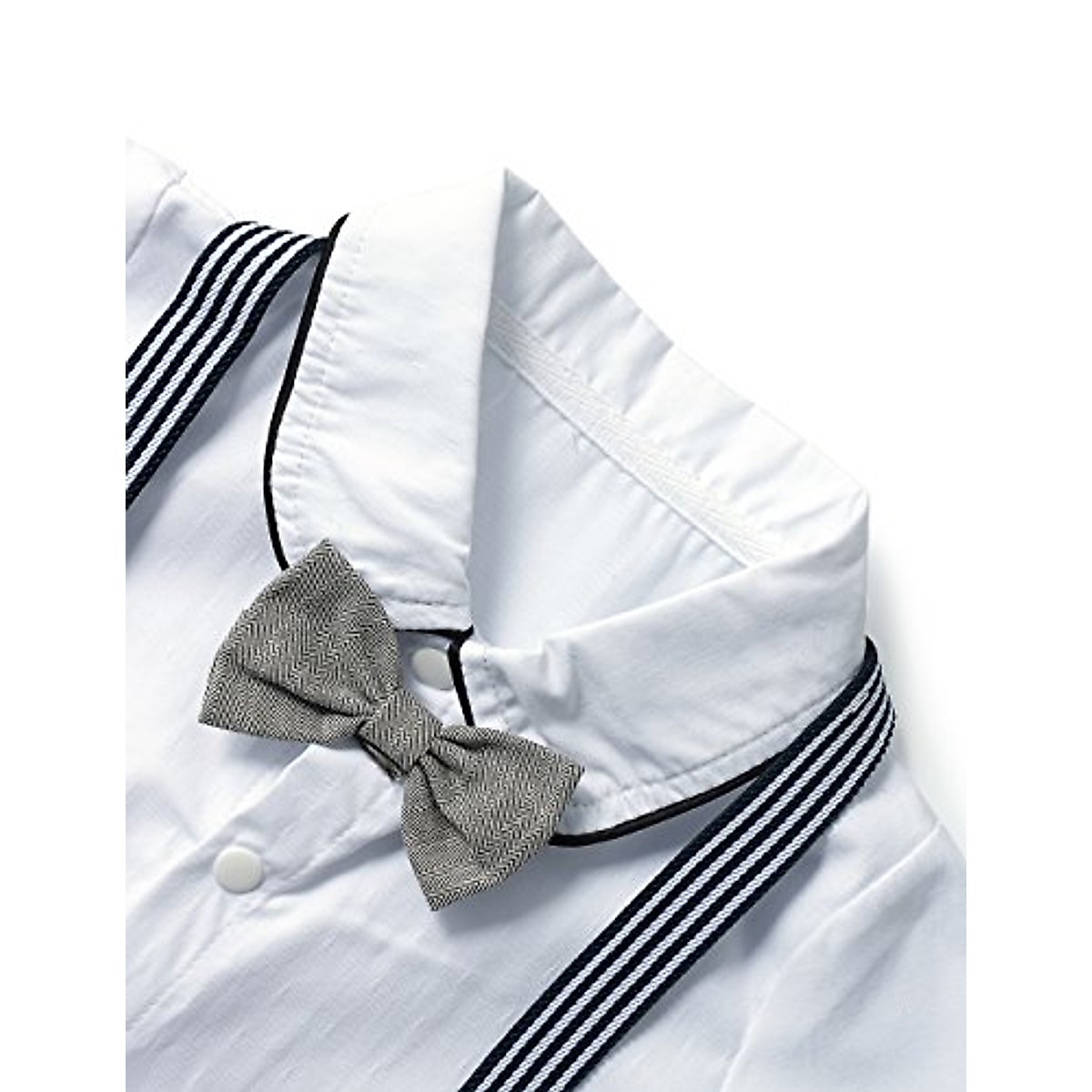 HeMarIsle HMD Baby Boy Gentleman White Shirt Bowtie Tuxedo Onesie Jumpsuit Overall Romper（0-18M） … (A Grey, 70(3-6 Month))