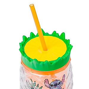 Silver Buffalo Disney Lilo and Stitch Greetings From Hawaii Featuring Scrump Pineapple Shaped Double Wall Tumbler, 16 Ounces