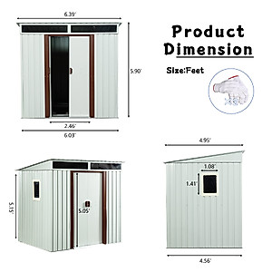 6' x 5' Outdoor Storage Shed, Large Metal Tool Sheds with Floor Base, Garden Storage Cabinet with Air Vents & Window, Garden Shed Utility Tool Shed with Pent Roof for Backyard Lawn