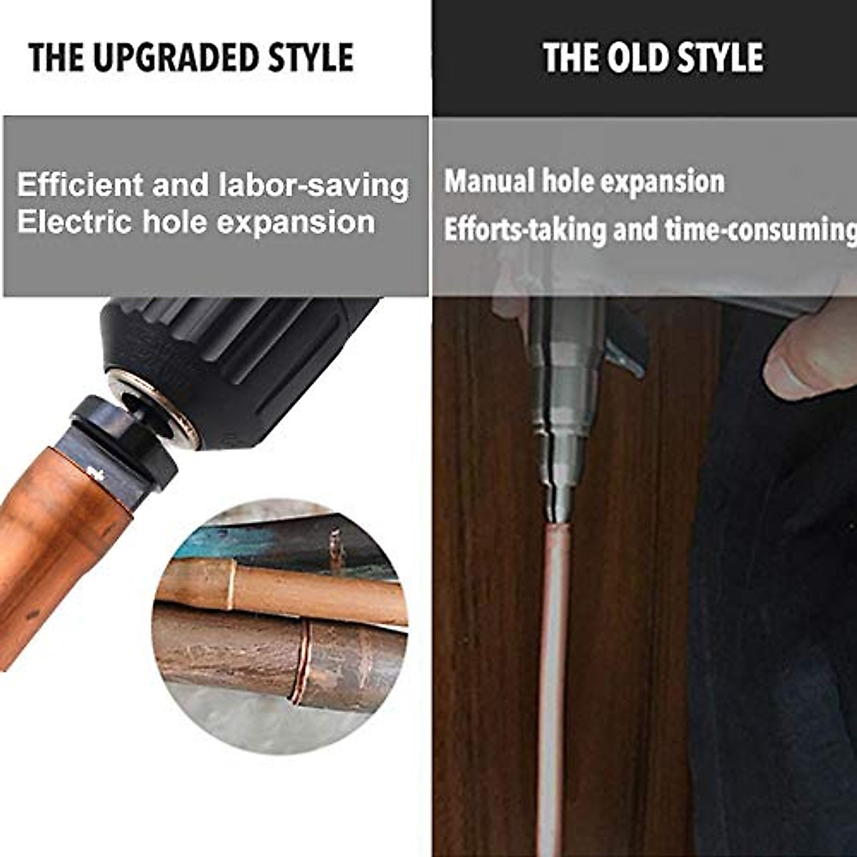Swaging Tool Drill Bits, 6pcs Manual Copper Pipe Swaging Tool Drill Bit Set Portable Bearing Steel Repairing Set Include 7/8'', 3/4'', 5/8'', 1/2'', 3/8'', 1/4'' Bits