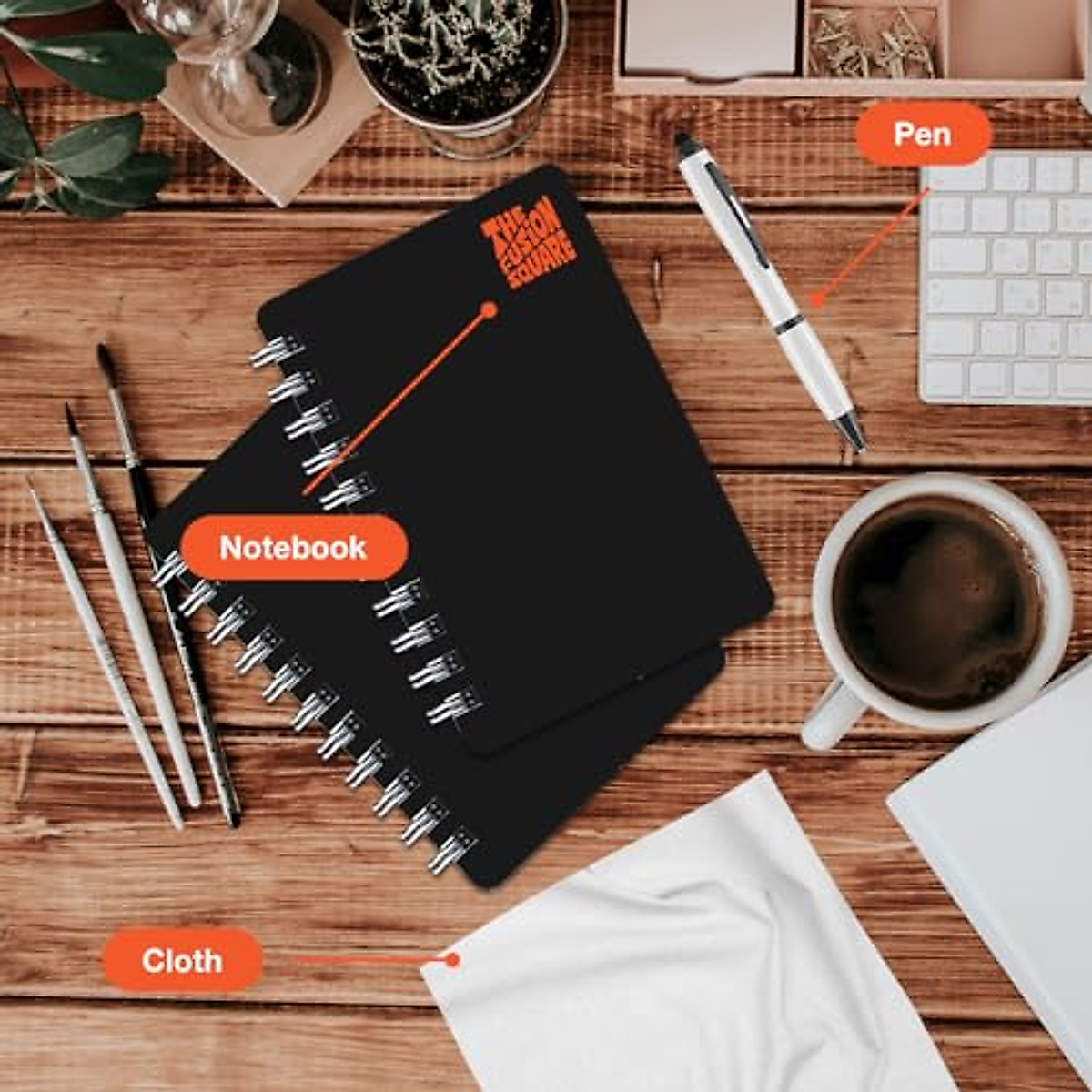The Fusion Square A5 Smart Notebook Waterproof & Reusable 22-sheet Notepad, Scannable for Digital Use with Erasable Pen and Microfiber Wipe (5.8 x 8.3, Black)