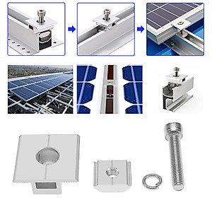 Create idea 6PCS PV Photovoltaic Solar Trapezoidal Mounting Brackets 30mm Solar Panel Clamps Aluminium Centre Clamps for RV Flat Roof Ship Ground Garage RV Flat Surface