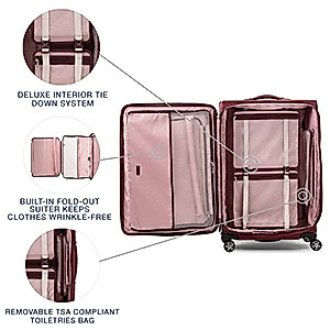 Travelpro Platinum Elite Softside Expandable Checked Luggage, 8 Wheel Spinner Large Suitcase, TSA Lock, Men and Women, Bordeaux Red, Checked Large 29-Inch