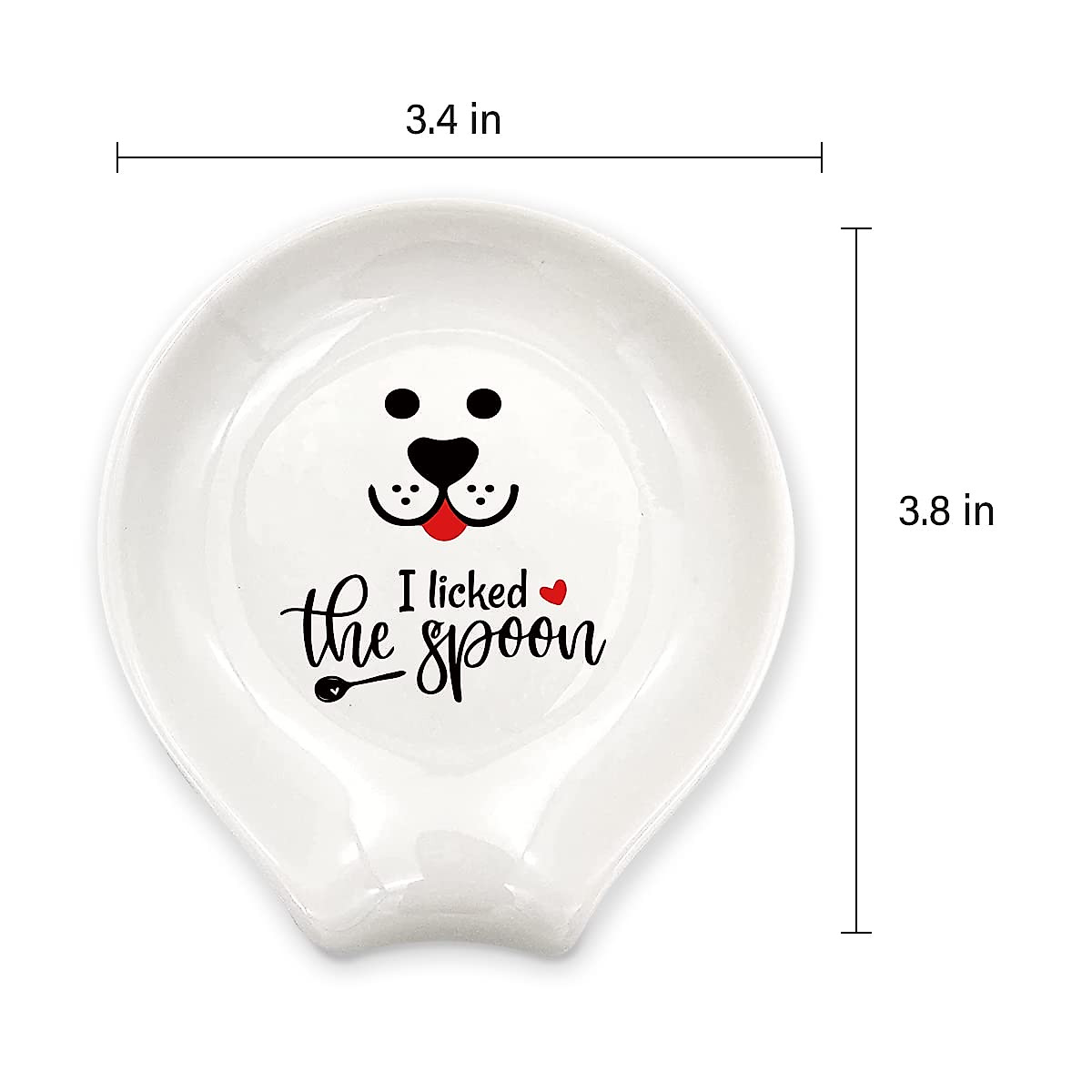 WHING Funny White Ceramic Coffee Tea Spoon Rest, I licked the spoon - Coffee Holder Coffee Station Decor Accessories Gift for Coffee Lovers Friends, 3.8×3.4×0.2