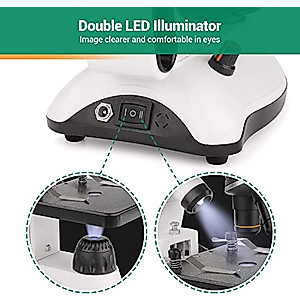 BNISE Microscope kit for Kids and Students, 40X-2000X Magnification, Prepared Slides Kit, Dual LED Illumination, All Glass Optics, and Cordless Capability for Children Beginner
