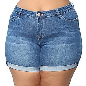 Fashion Mini Shorts,THENLIAN New Women Summer Short Jeans Denim Female Pockets Wash Denim Shorts(XXXXXL, Blue)