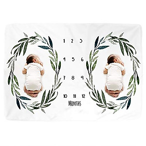 Kute 'n' Koo Premium Fleece Twins Baby Monthly Milestone Baby Blanket for Girl Boy, Large Personalized Photography Background Blankets, Thick Fleece for Mom Newborn