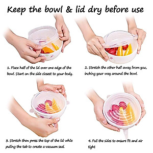 altCookingHub Silicone Stretch Lids, 6-Pack of Same Size 5.5 Inch Lids, BPA Free, Leakproof Reusable Silicone Lids for Various Shapes of Containers and Food Covers