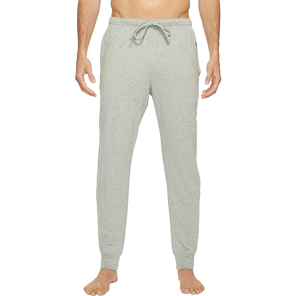 POLO RALPH LAUREN Men's Relaxed Fit Jersey Jogger Pants (Andover Heather/Rugby Royal Polo Player, Small)