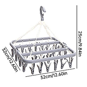 Gcroet Sock Dryer Folding Clothes Drying Rack Rotatable Plastic Underwear Hanger with 32 Windproof Clips Sock Dryer,Sock Hanger,Clothes Drying Hanger,Folding Sock Hanger,Clothes Drying Rack Clips