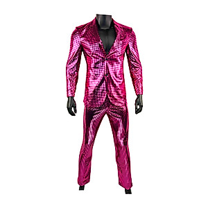 Nawgut Sequin Blazer Metallic Slim Suit 2 Piece Set Disco Prom Shiny Outfit Wedding Party Banquet Fashion Jacket Pant for Mens Adult-Small