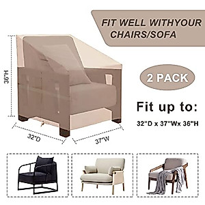 Slan Arrow Patio Chair Covers 2 Pack, Outdoor Lawn Furniture Covers, Waterproof Lounge Deep Seat Covers, 600D Heavy Duty Outdoor Chair Covers (32" W x 37" D x 36" H)