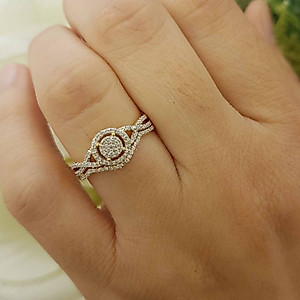 Dazzlingrock Collection 0.25 Carat (Cttw) 10K Diamond Twisted Split Shank Engagement Ring Set 1/4 CT, Yellow Gold, Size 7.5