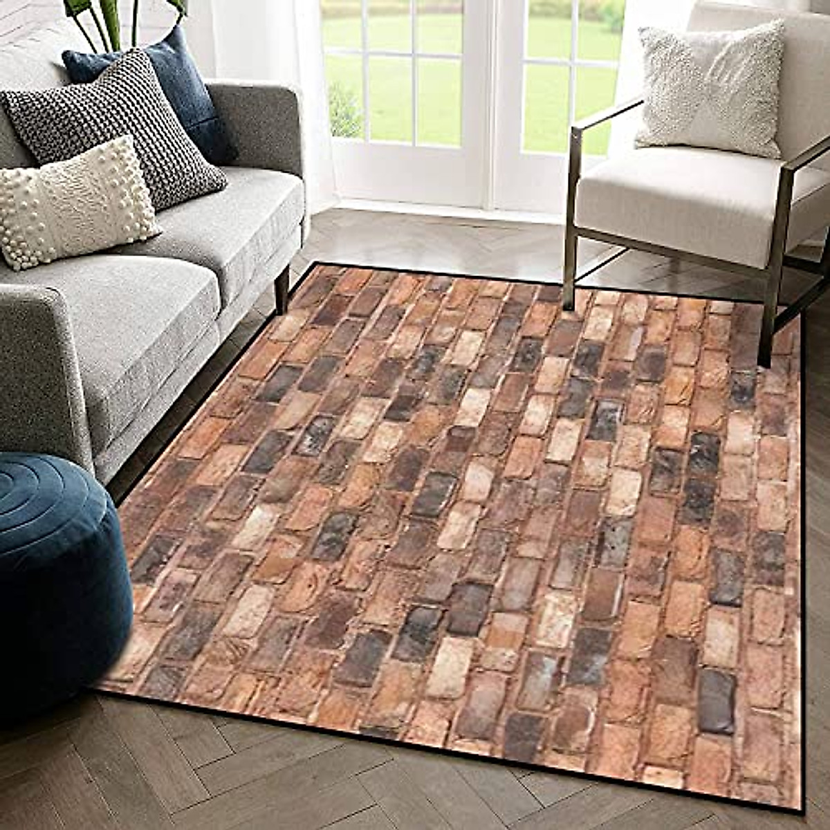 Indoor/Outdoor Area Soft Rug Grungy Old red Brick Wall Seamless Background Texture Photo Pattern Floor Rugs Table Chair Mats Home Living Room Coffee Table Non-Slip Carpet Home Decoration Gifts